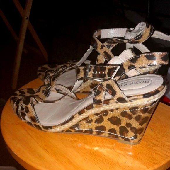 Andrew Geller | Shoes | Leopard Print Wedge Sandals | Poshmark
